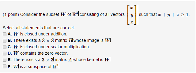 Solved Consider the subset W| of R^3| consisting of all | Chegg.com