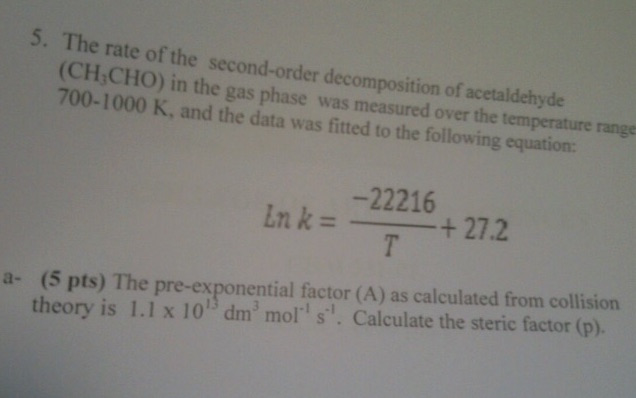 Solved The rate of the second-order decomposition of | Chegg.com