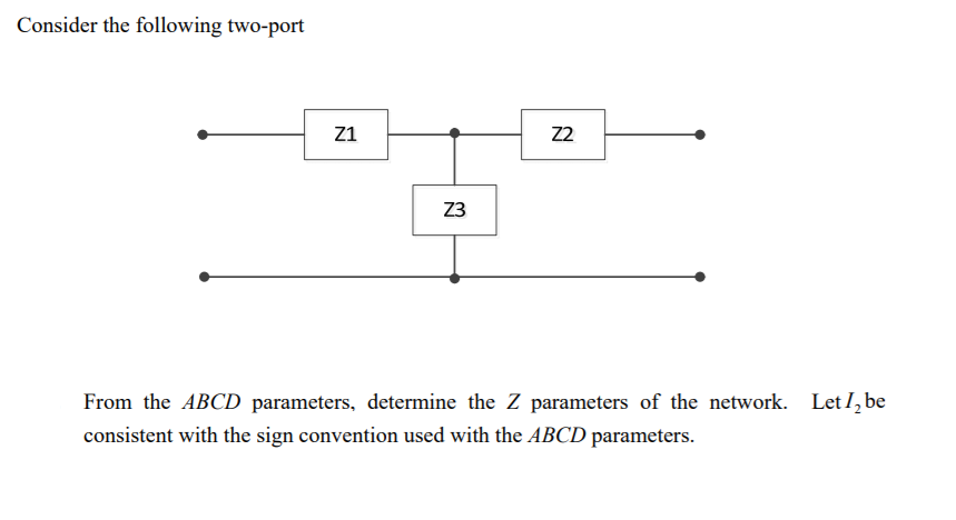 Solved Consider the following two-port Z1 Z2 Z3 From the | Chegg.com