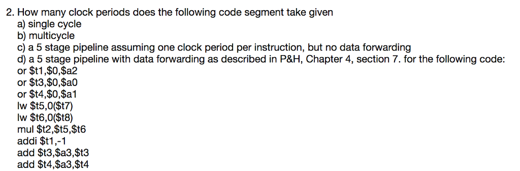 2. How many clock periods does the following code | Chegg.com
