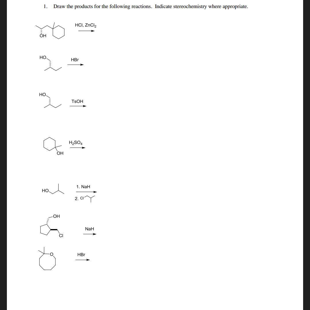 Solved Draw the products for the following reactions. | Chegg.com