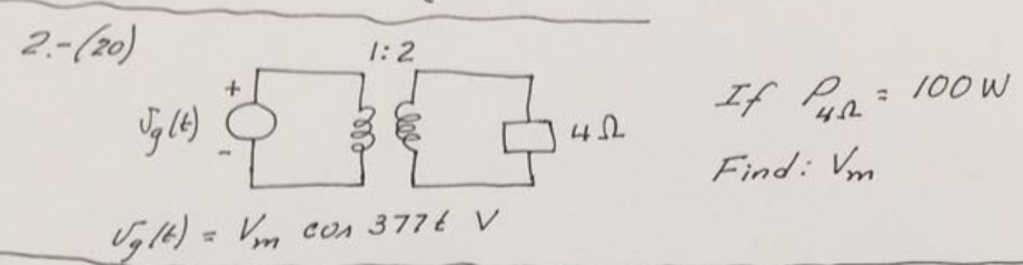 Solved V_g(t) = V_mc cos 377 t V If rho_4 Ohm = 100 W | Chegg.com