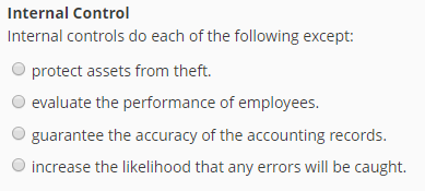 Solved Internal Control Internal controls do each of the | Chegg.com