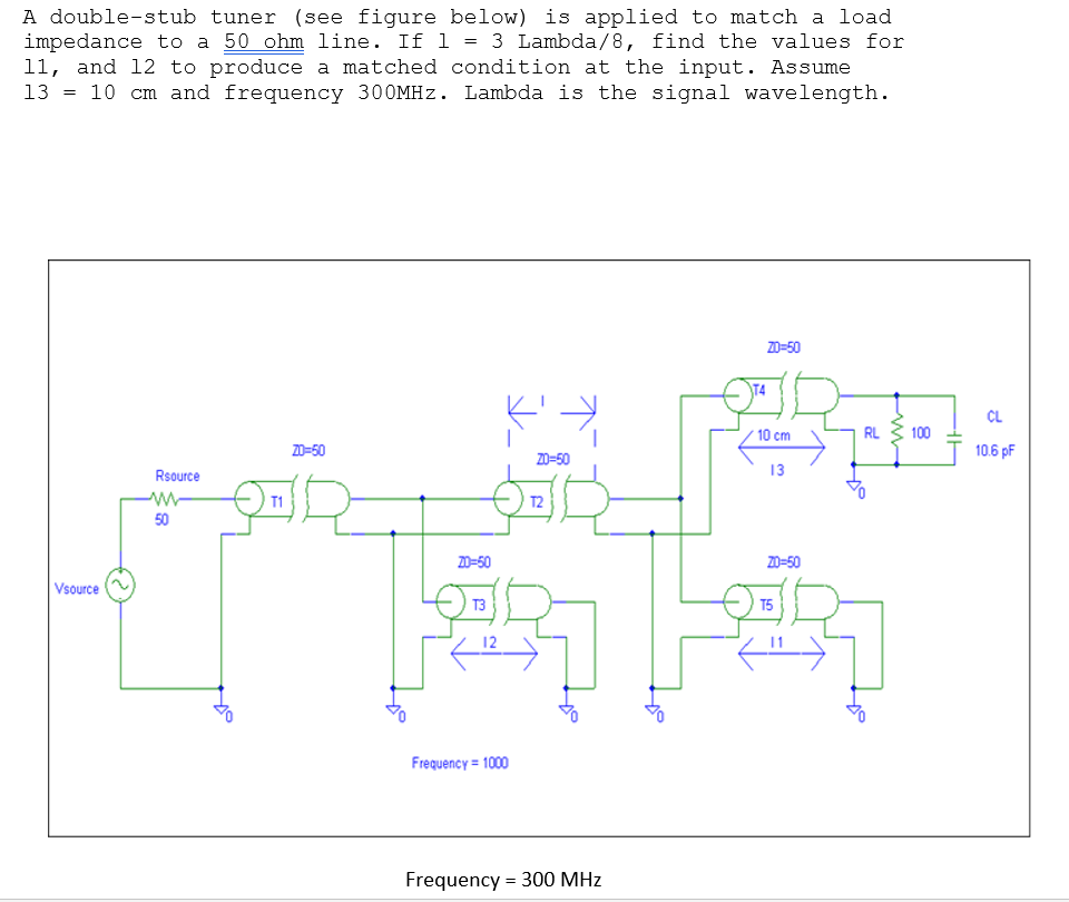 Solved A double-stub tuner (see figure below) is applied to | Chegg.com