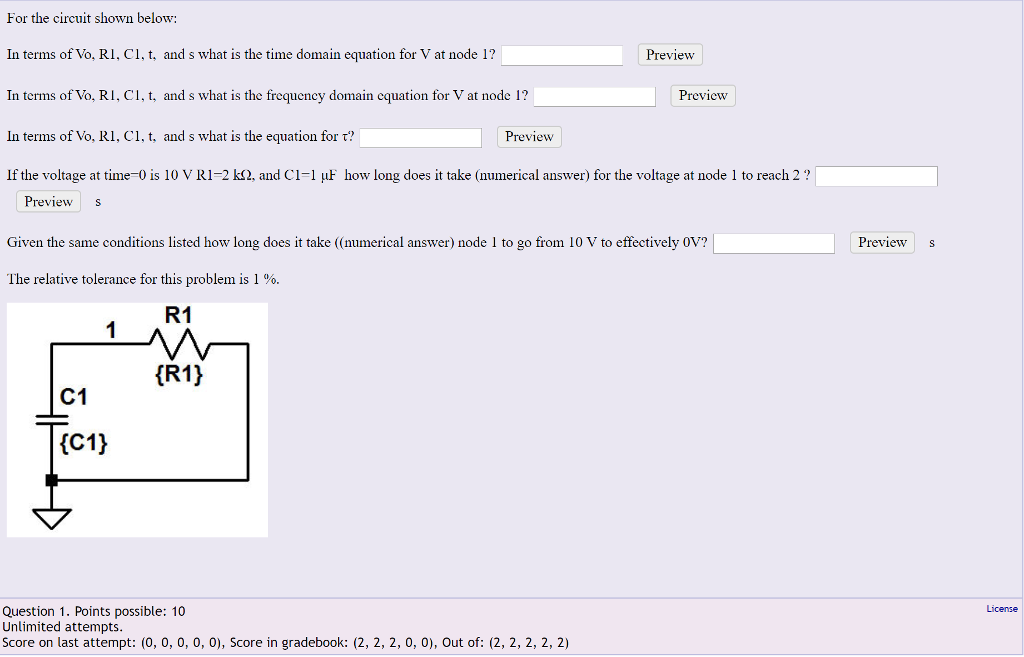 Solved For the circuit shown below: In terms of Vo, Rl, Cl, | Chegg.com