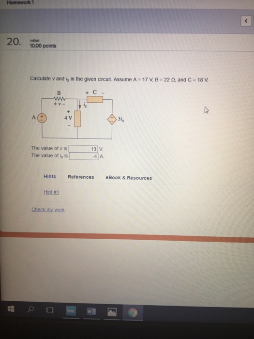 Solved Calculate v and i_x in the given circuit. Assume A = | Chegg.com