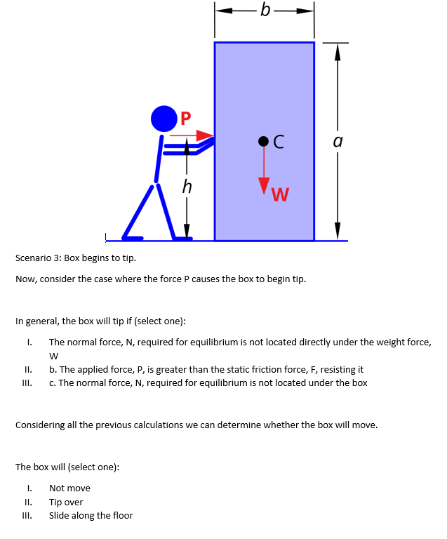 Solved ·C Scenario 3: Box begins to tip. Now, consider the | Chegg.com