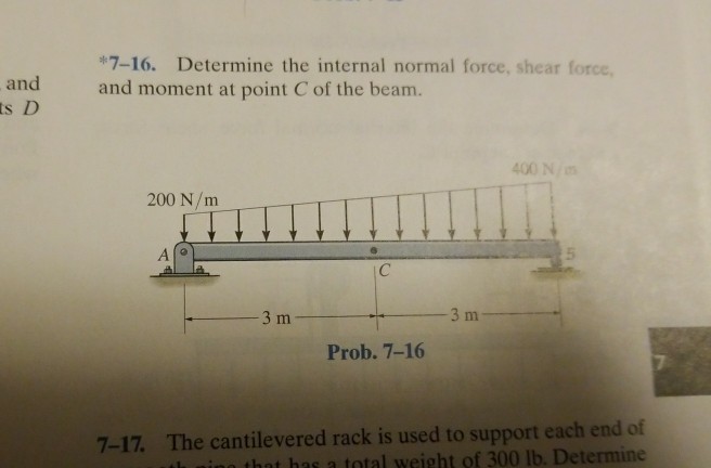 Solved and D 7-16. Determine the internal normal force, | Chegg.com Solved and D 7-16. Determine the internal normal force, | Chegg.com