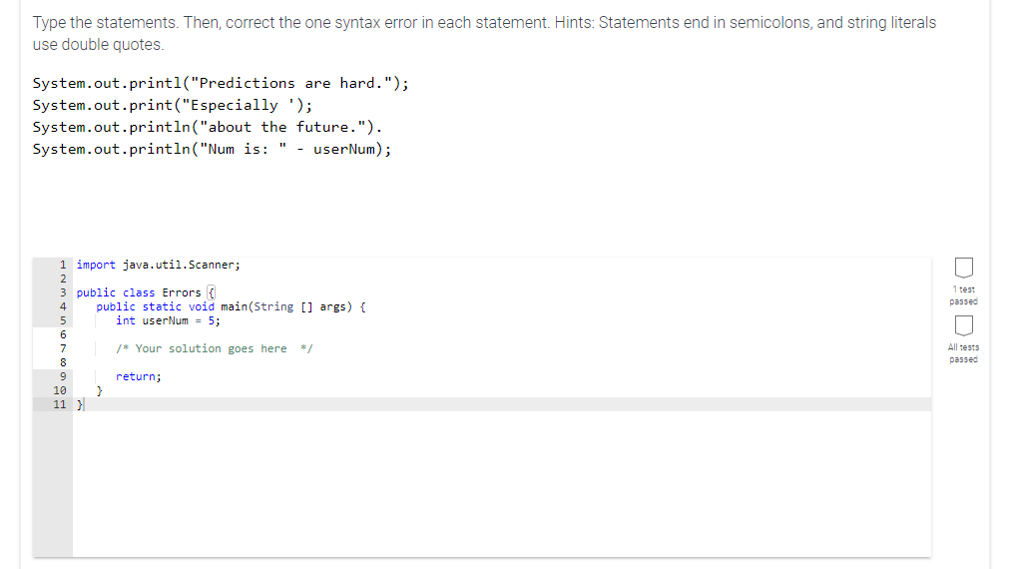 Solved Type the statements. Then, correct the one syntax | Chegg.com Solved Type the statements. Then, correct the one syntax | Chegg.com