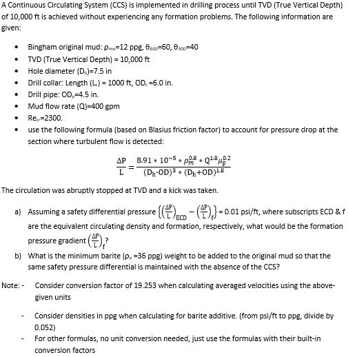 Solved A Continuous Circulating System (CCS) is implemented | Chegg.com