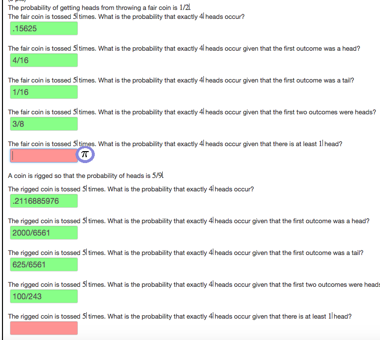 Solved The probability of getting heads from throwing a fair | Chegg.com