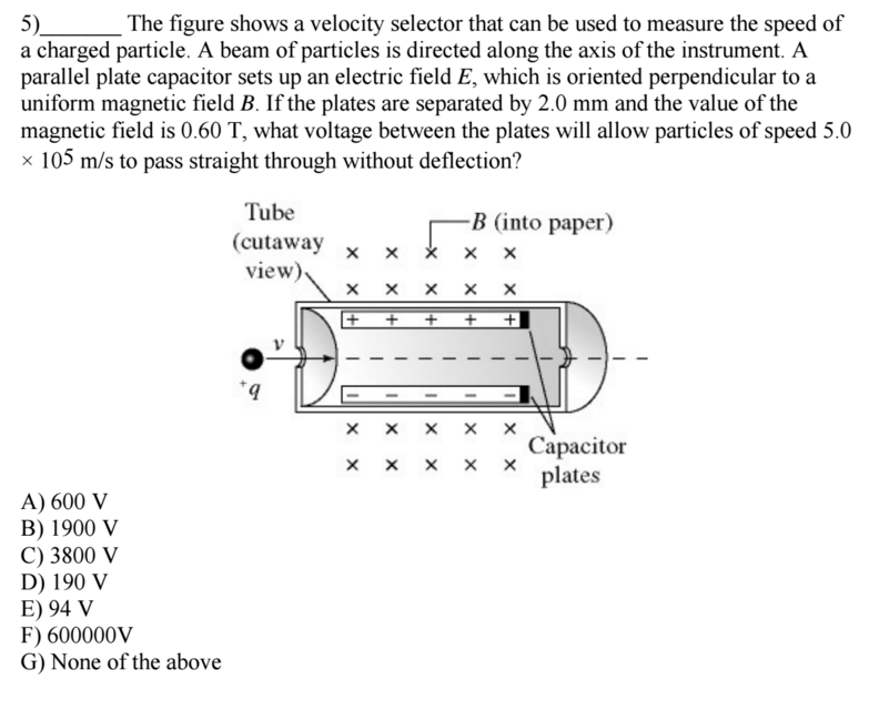 Solved The figure shows a velocity selector that can be used | Chegg.com
