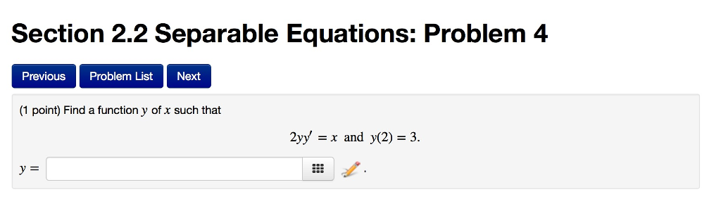 Solved Find a function y of x such that 2yy' = x and y(2) = | Chegg.com