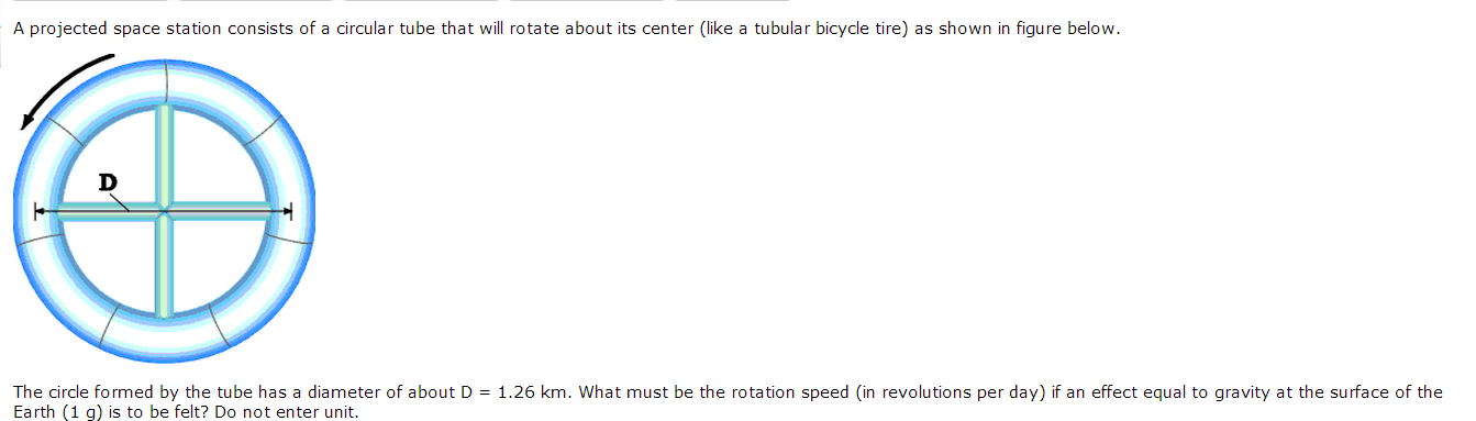Solved A projected space station consists of a circular tube | Chegg.com