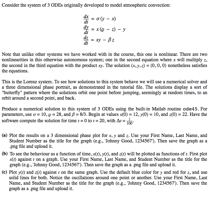 Solved Consider the system of 3 ODEs originally developed to | Chegg.com