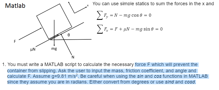 Solved You can use simple statics to sum the forces in the x | Chegg.com