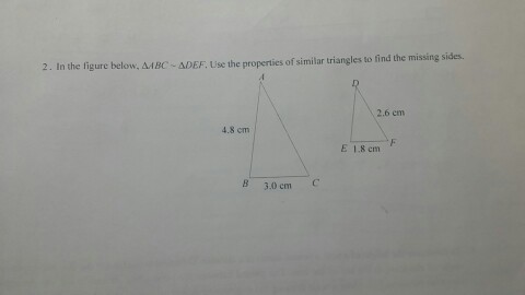 Solved In the figure below, Delta ABC ~ Delta DEF. Use the | Chegg.com