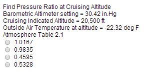 Solved Find Pressure Ratio at Cruising Altitude Barometric | Chegg.com