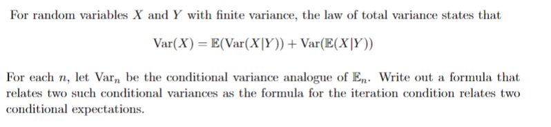 Solved For random variables X and Y with finite variance, | Chegg.com