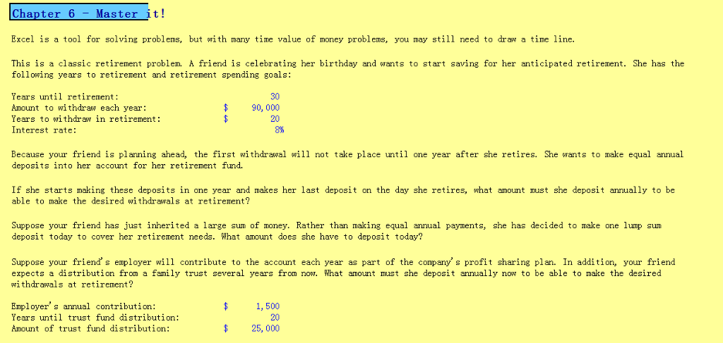 Solved Chapter 6 Master it Excel is a tool for solving | Chegg.com