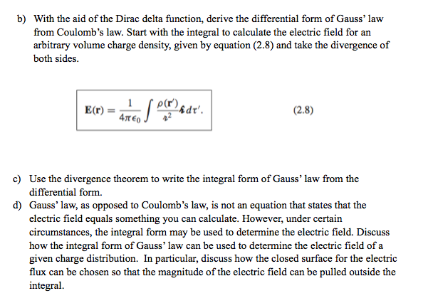 from Coulomb's law. Start with the integral to | Chegg.com
