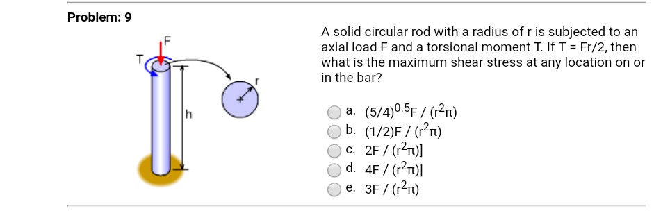 Solved Problem: 9 A solid circular rod with a radius of r is | Chegg.com