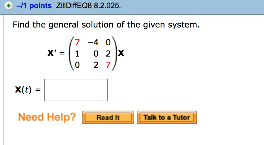 Solved Find the general solution of the given system. X' = | Chegg.com