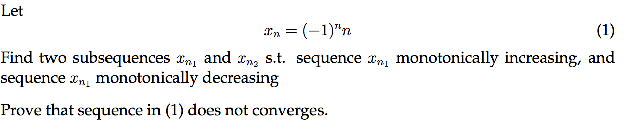 Solved Let X_n = (-1)^n n Find two subsequences x_n1 and | Chegg.com