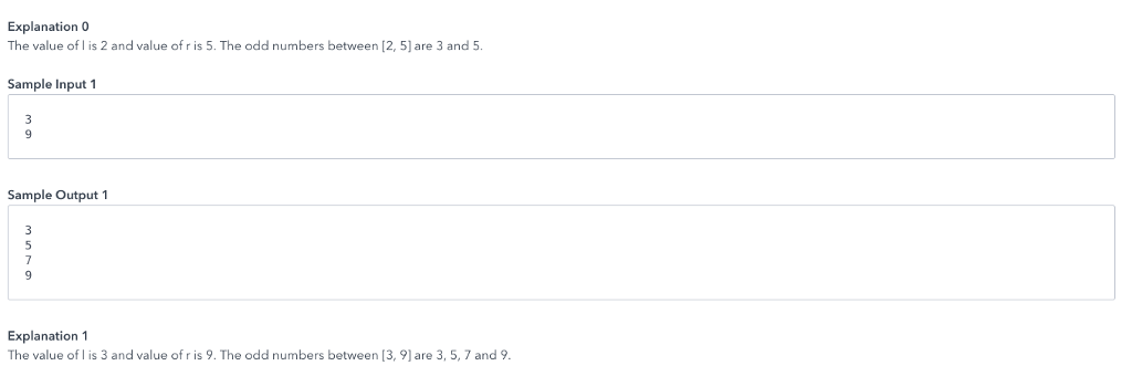 Solved Given two integers, and r, print all the odd numbers | Chegg.com