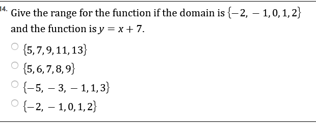 Solved Give the range for the function if the domain is {-2, | Chegg.com