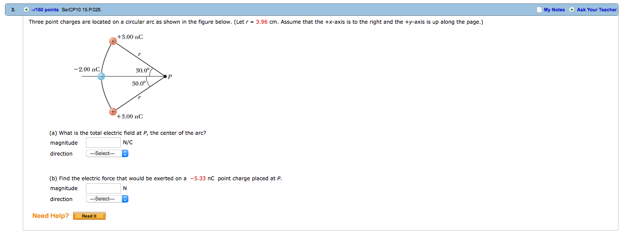 Solved Three point charges are located on a circular arc as | Chegg.com