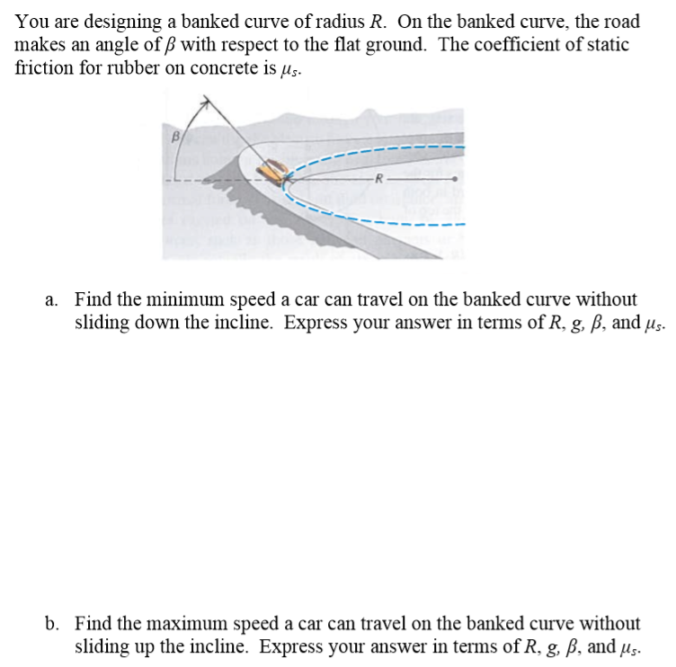 Solved You are designing a banked curve of radius R. On the | Chegg.com