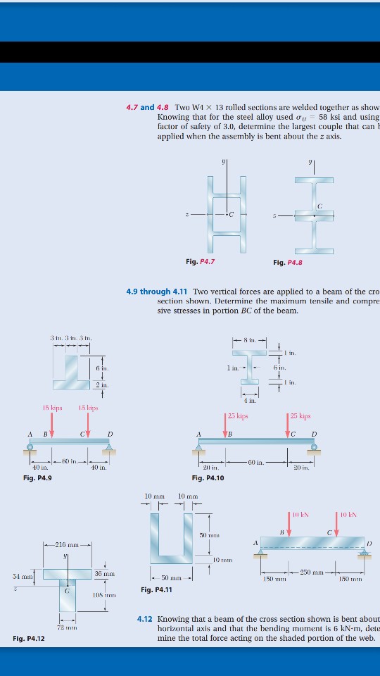 Solved 4.7 and 4.8 Twa W4 X 13 rolled sections are welded | Chegg.com