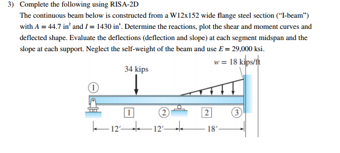 Solved Complete the following using RISA-2D The continuous | Chegg.com