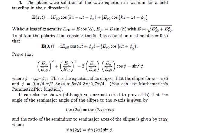 The plane wave solution of the wave equation in | Chegg.com