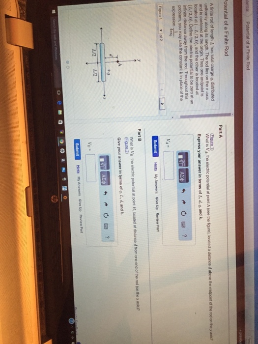 Solved A finite rod of length L has total charge q, | Chegg.com