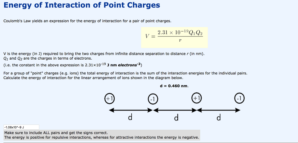 Solved Energy of Interaction of Point Charges Coulomb's Law | Chegg.com
