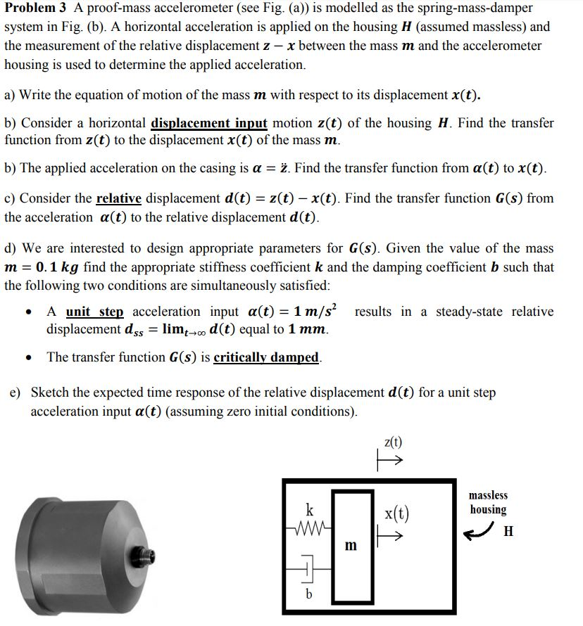 Problem 3 A Proof Mass Accelerometer See Fig A
