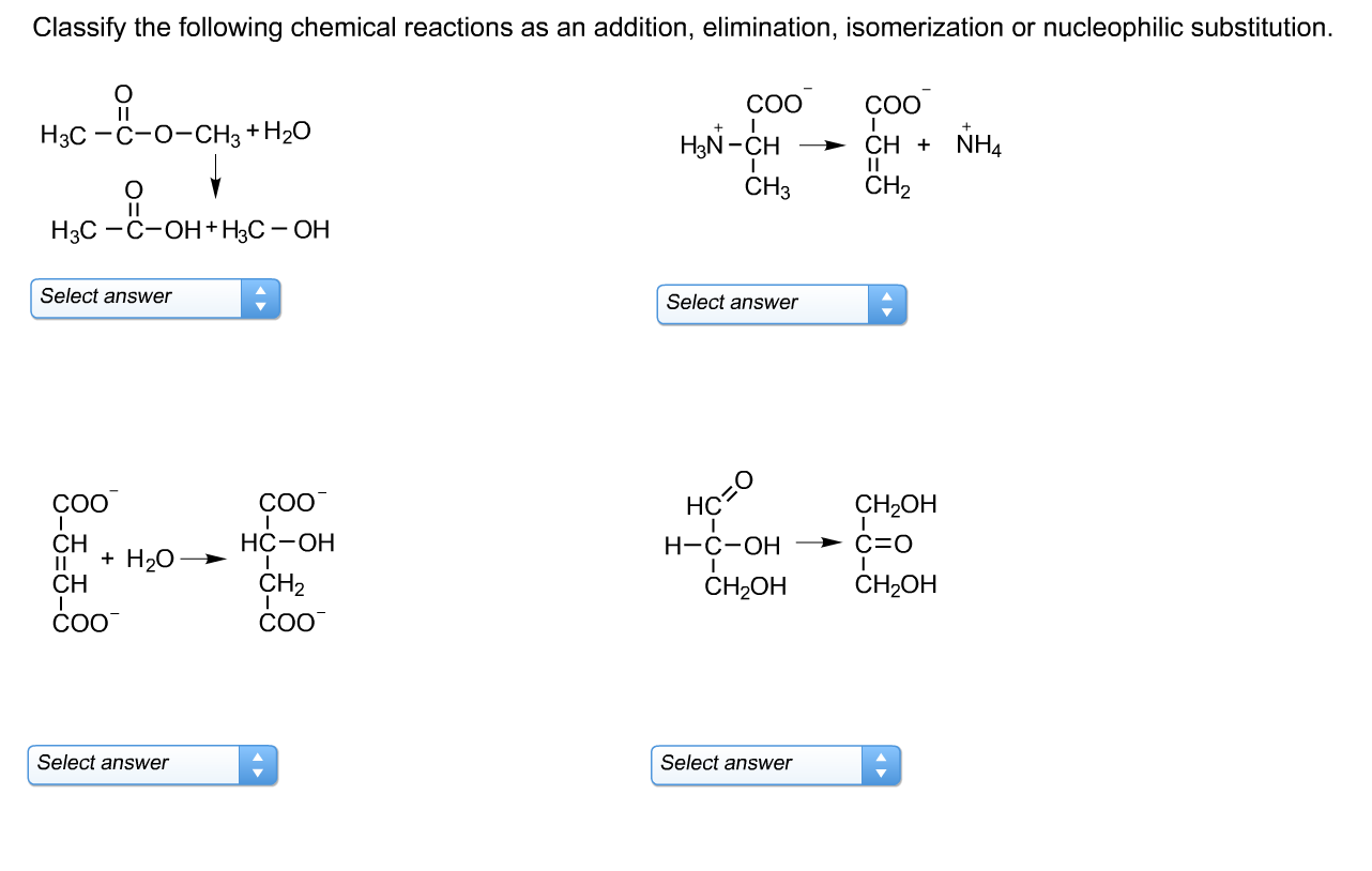 Solved Classify the following chemical reactions as an | Chegg.com