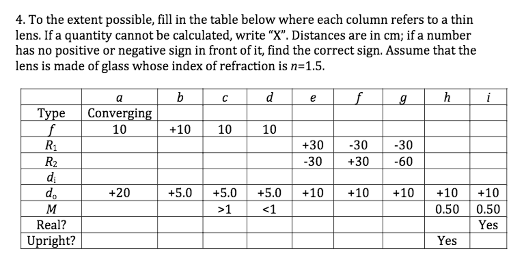 Solved To the extent possible, fill in the table below where | Chegg.com