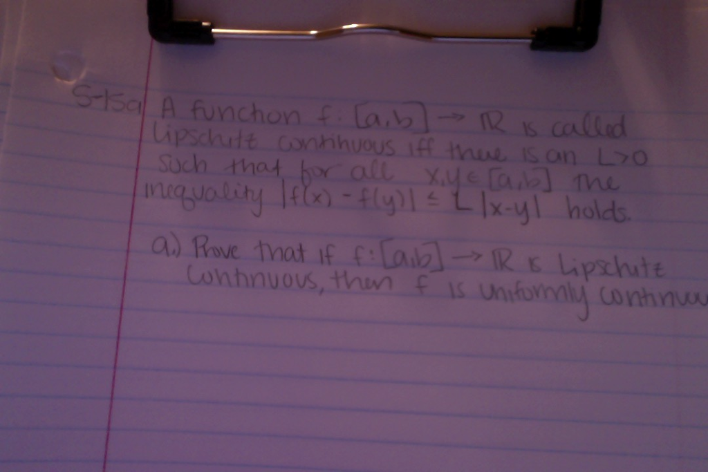 Solved A function f:[a, b] rightarrow R is called lipschitt | Chegg.com