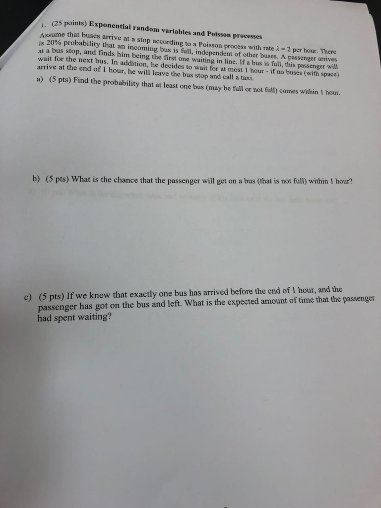 (25 points) Exponential random variables and Poisson | Chegg.com
