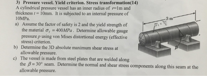 Solved Pressure vessel. Yield criterion. Stress | Chegg.com