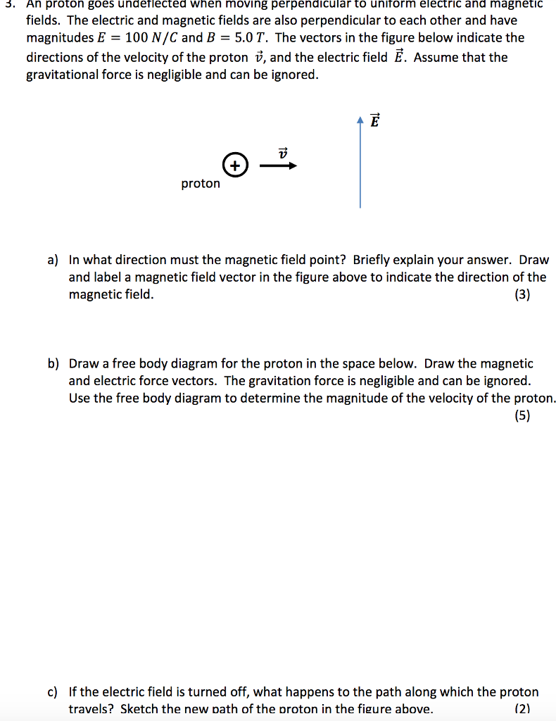 Solved 3. An proton goes undeflected when moving | Chegg.com
