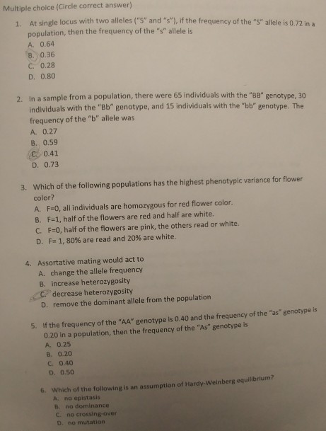 Solved Multiple choice (Circle correct answer) 1. At single | Chegg.com