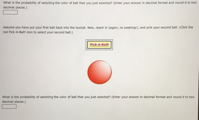 Solved Aa Aa 1. Pick-A-Ball with replacement colored balls: | Chegg.com