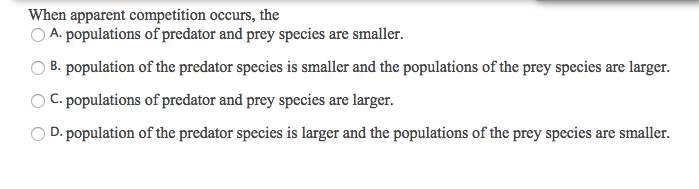 Solved When apparent competition occurs, the A. populations | Chegg.com