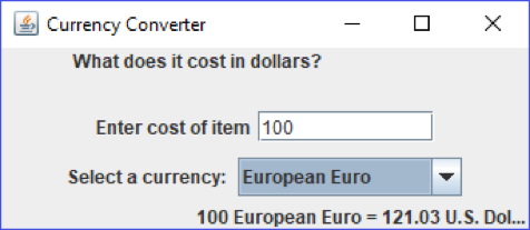 Solved 1. _____ _____ GUI and Event Handling - A Currency | Chegg.com