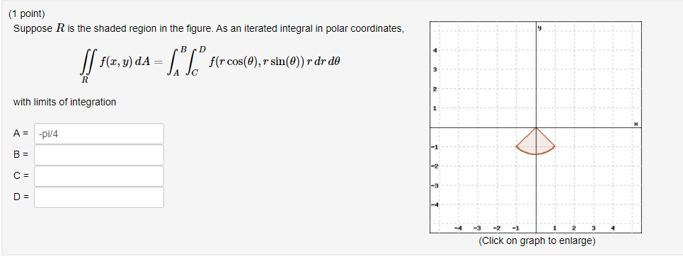 Solved (1 point) Suppose R is the shaded region in the | Chegg.com