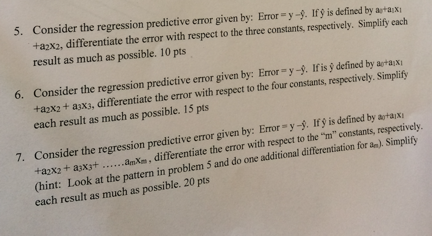 Solved Consider the regression predictive error given by: | Chegg.com